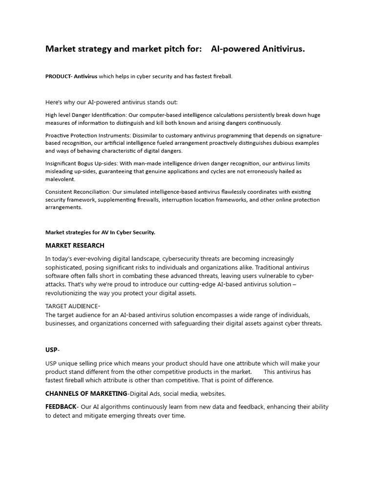 Market strategy and market pitch for | PDF