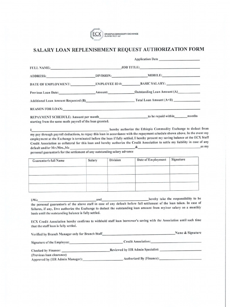 Lone Salary Request Form With in | PDF