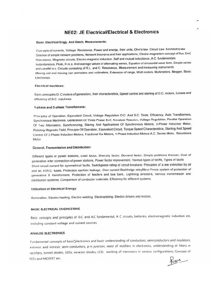 NE01_JE_ELECTRICAL (1) | PDF