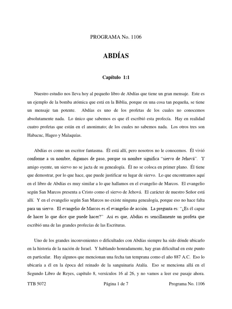 Análisis del Libro de Abdías en la Biblia | PDF | Jacob | Pecado