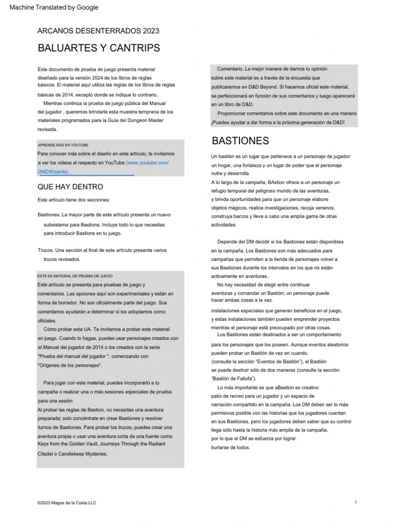 UA 8º Bastiones y Trucos | PDF | Calabozos y Dragones