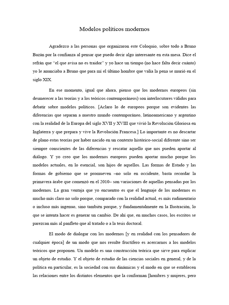 Modelos Políticos Modernos y su Relevancia | PDF | Estado (política ...