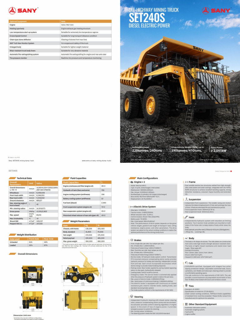 Sany SET240S Mining Truck Overview | PDF | Home & Garden