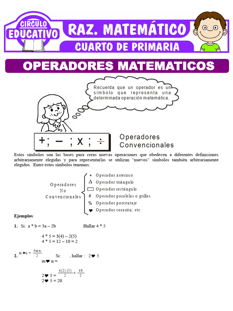 Problemas de Operadores Matematicos Para Cuarto de Primaria | PDF