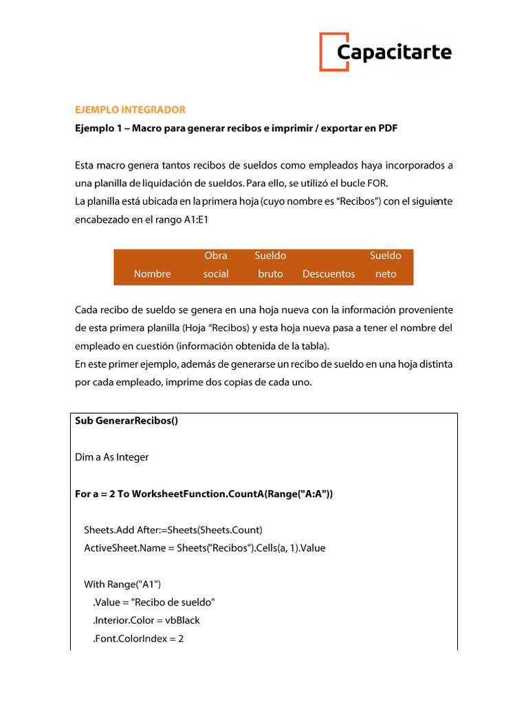 Ejemplos Macros en Excel M4 | PDF