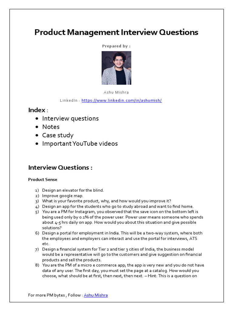 Product Management Interview Prep | PDF | Use Case | Mobile App
