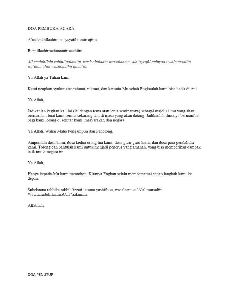 Doa Pembuka Acara | PDF | Agama & Spiritualitas