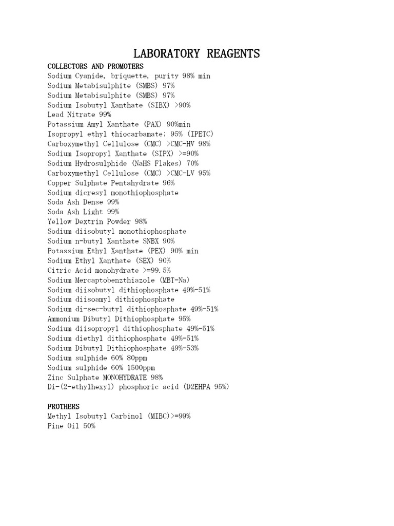 Lab Reagents | PDF | Sodium Hydroxide | Sodium Carbonate