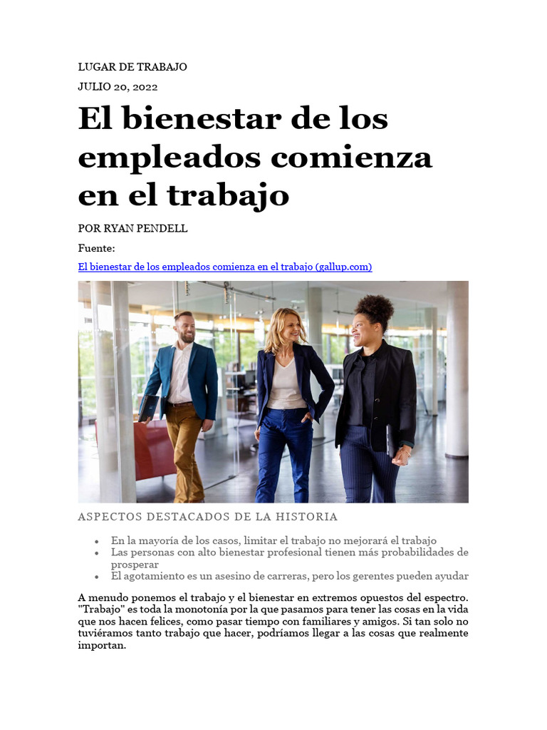 02 El Bienestar de los empleados comienza en el trabajo y La guía ...
