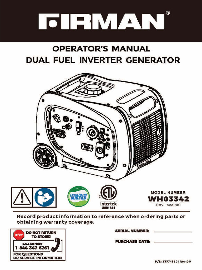 Firman WH03342 Generator Manual | PDF | Computers | Technology ...