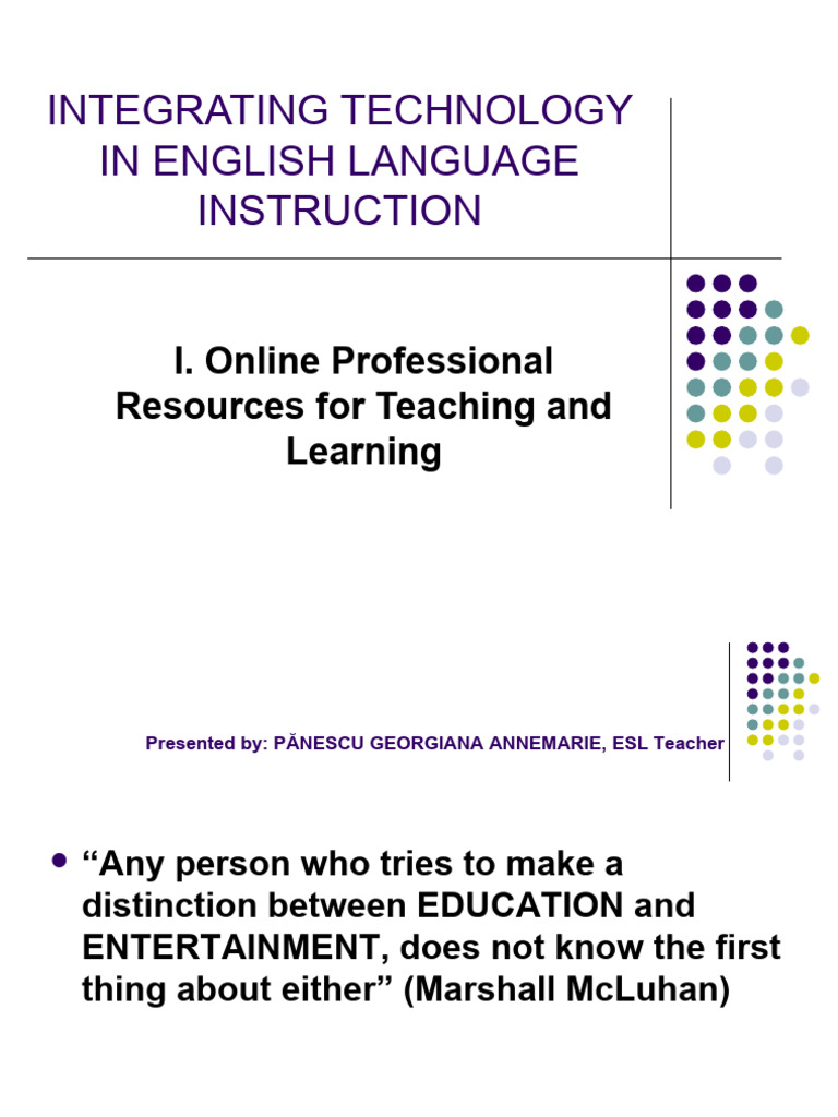 Integrating Technology in English Language Instruction | PDF | Project Based Learning | Blog