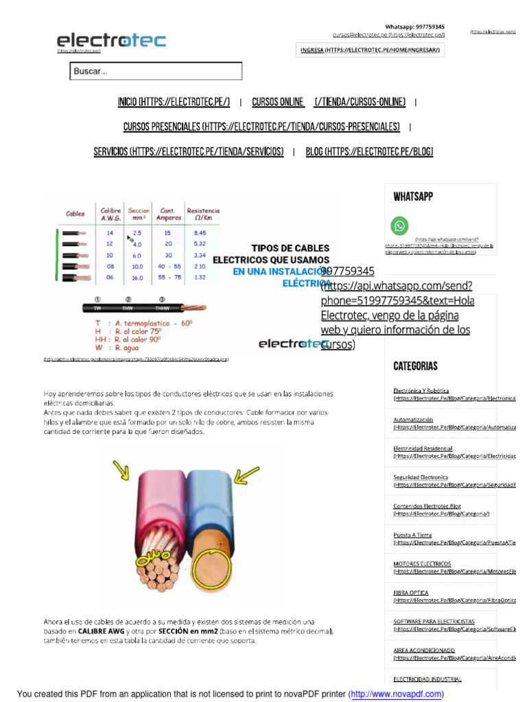 03 Electrotec - Tipos de Cables Electricos | PDF
