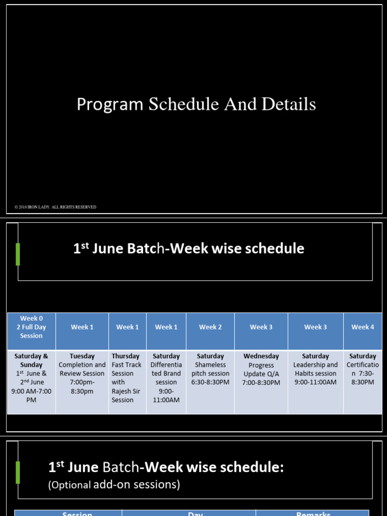 1st June PROGRAM SCHEDULE 1 - NEW MODEL | PDF