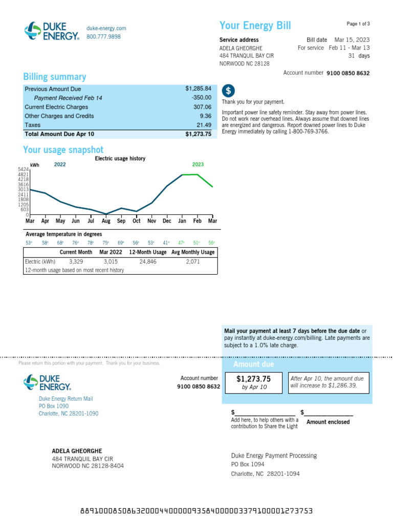 Bill Duke Energy | PDF | Fee