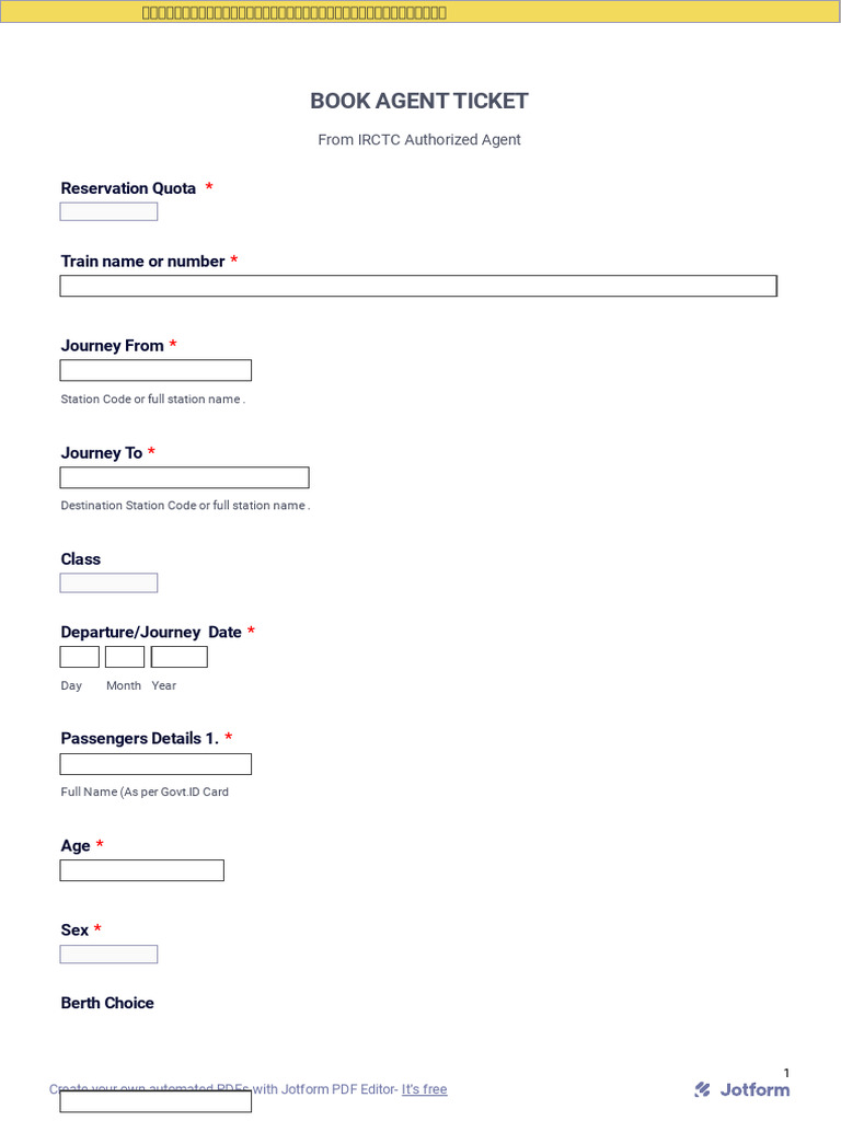 Rail Ticket Booking Template | PDF