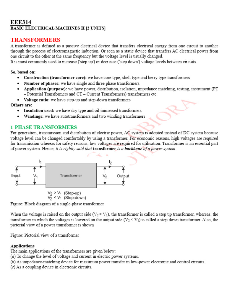 Eee314 Non-calculation | PDF | Transformer | Alternating Current