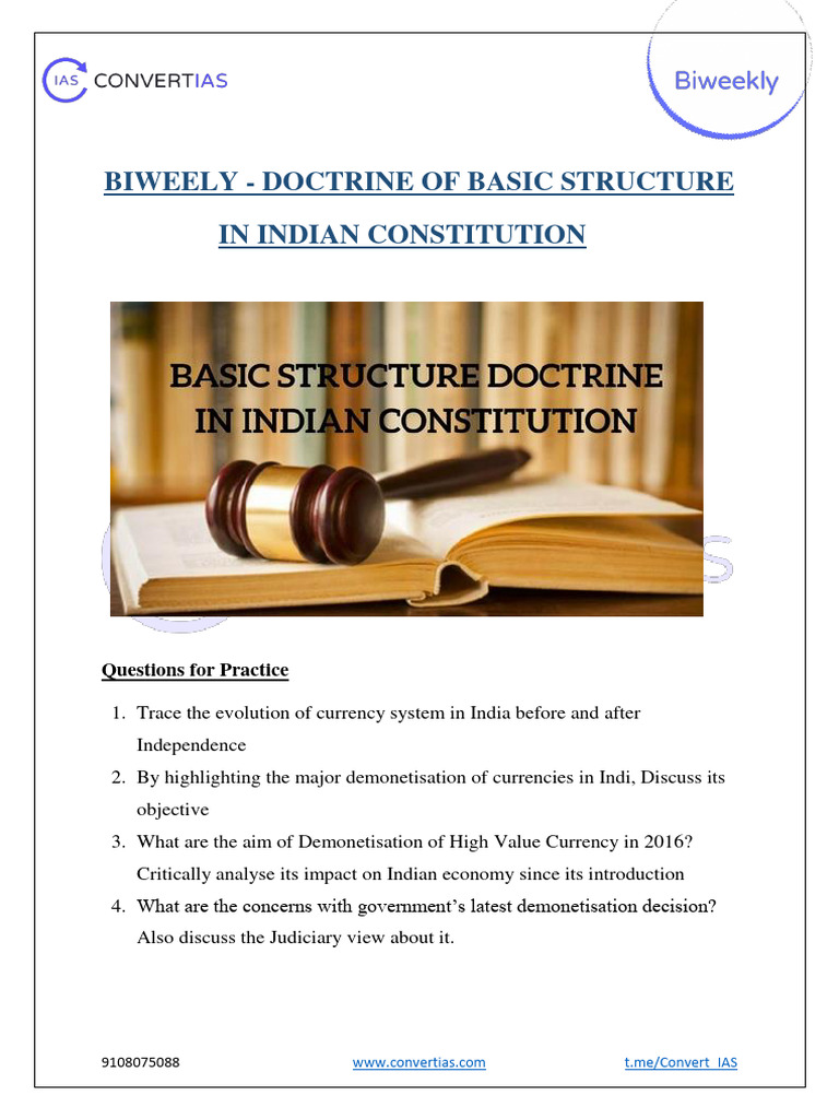 Biweekly - Doctrine of Basic Structure | PDF | Constitution | Political Law Biweekly - Doctrine of Basic Structure | PDF | Constitution | Political Law