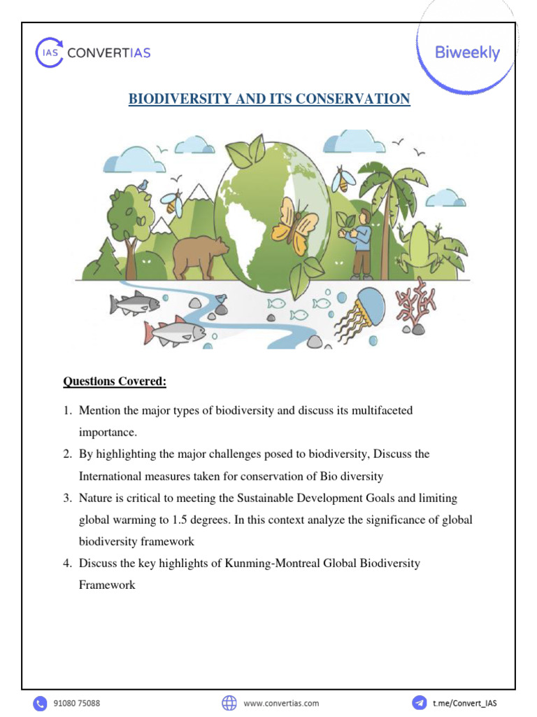 Biweekly - Biodiversity and Its Conservation | PDF | Biodiversity ...
