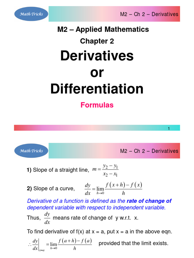 2 Derivative Formulas | PDF | Derivative | Trigonometric Functions