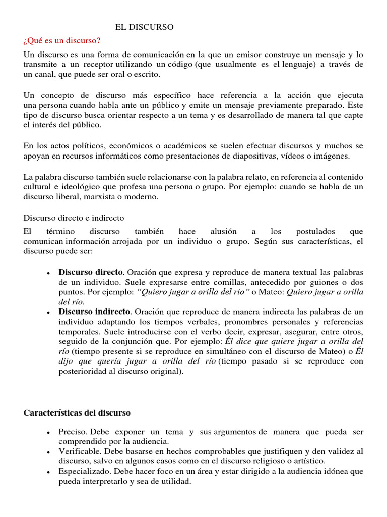 EL DISCURSO Y SU ESTRUCTURA | PDF | Hablar en público | Maestros