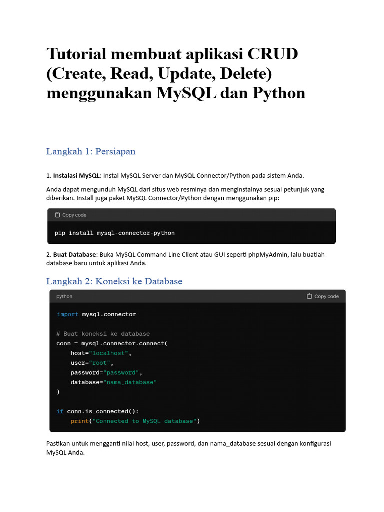 Tutorial Membuat Aplikasi CRUD Python | PDF | Komputer