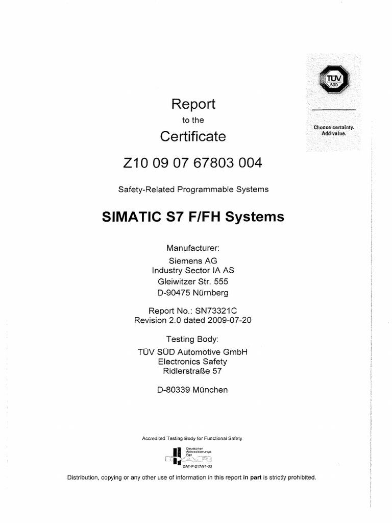 Certification - Report - s7 - F-FH 326 | PDF | Fault Tolerance | Computing