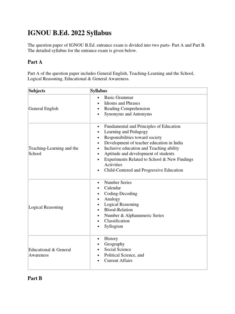 Ignou Bed Syllabus PDF | PDF | Science | Reason