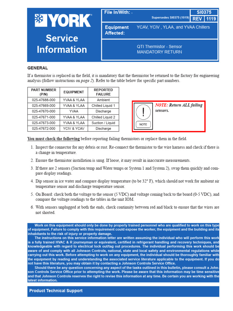 York 025 47673 000 Service Information Sheet | Download Free PDF ...
