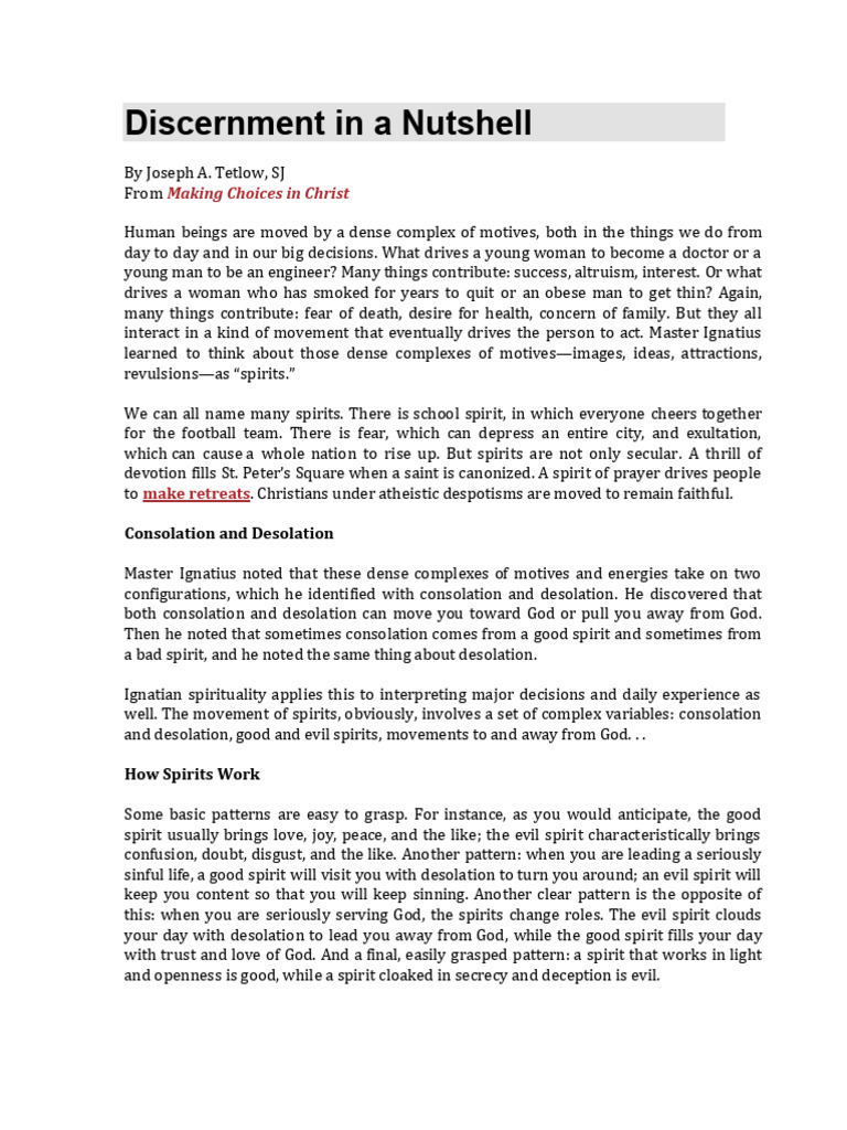 Discernment in A Nutshell | PDF | Religious Belief And Doctrine | Theology