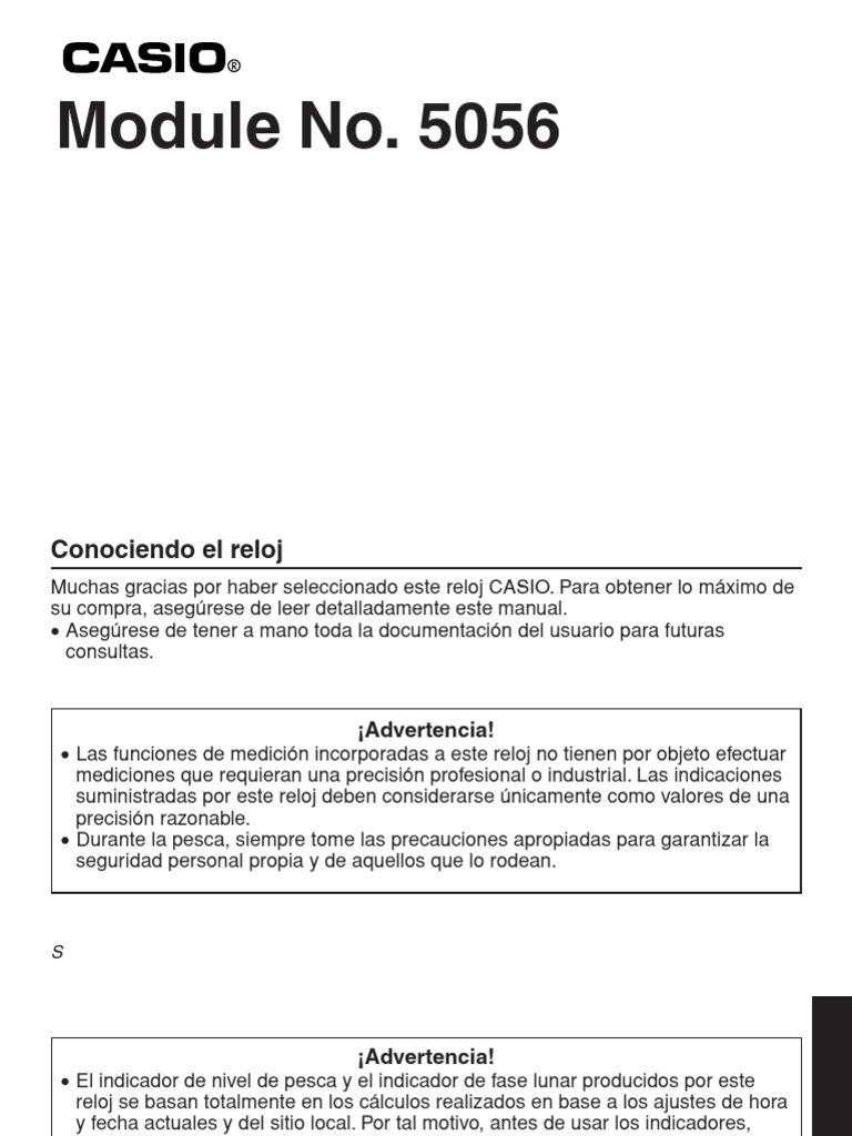 Manual Casio 5056 Fishing Gear | PDF | Horario de verano | Reloj