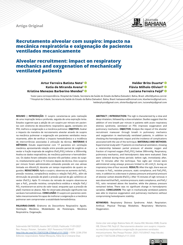 Admin,+07.+RPF+v11n1 3333 | PDF | Unidade de Tratamento Intensivo (UTI) | Sistema respiratório