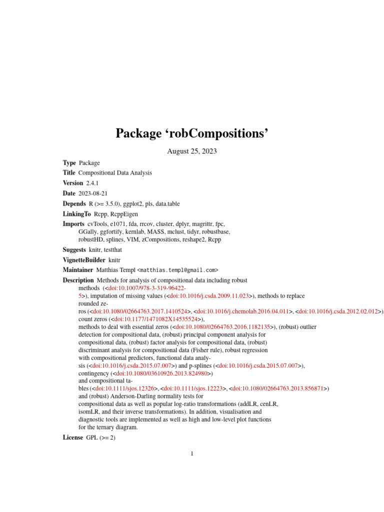 Rob Compositions | PDF | Matrix (Mathematics) | Statistics