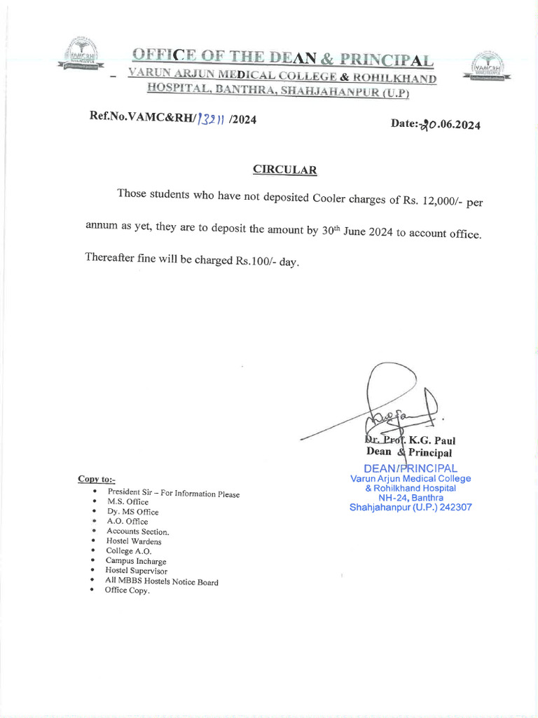 Circular Revised - Cooler Fee 21.06.2024 | PDF