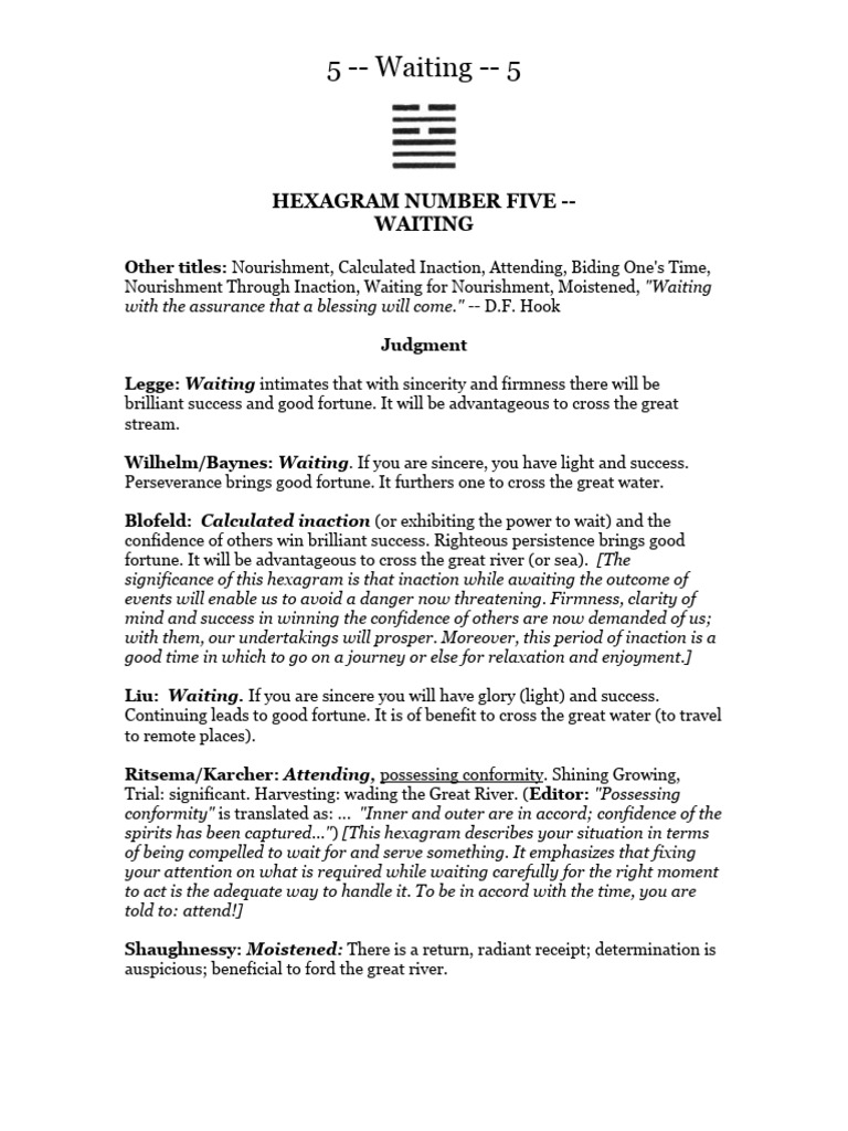 I Ching Hexagram 5: The Art of Waiting | PDF | Self-Improvement ...