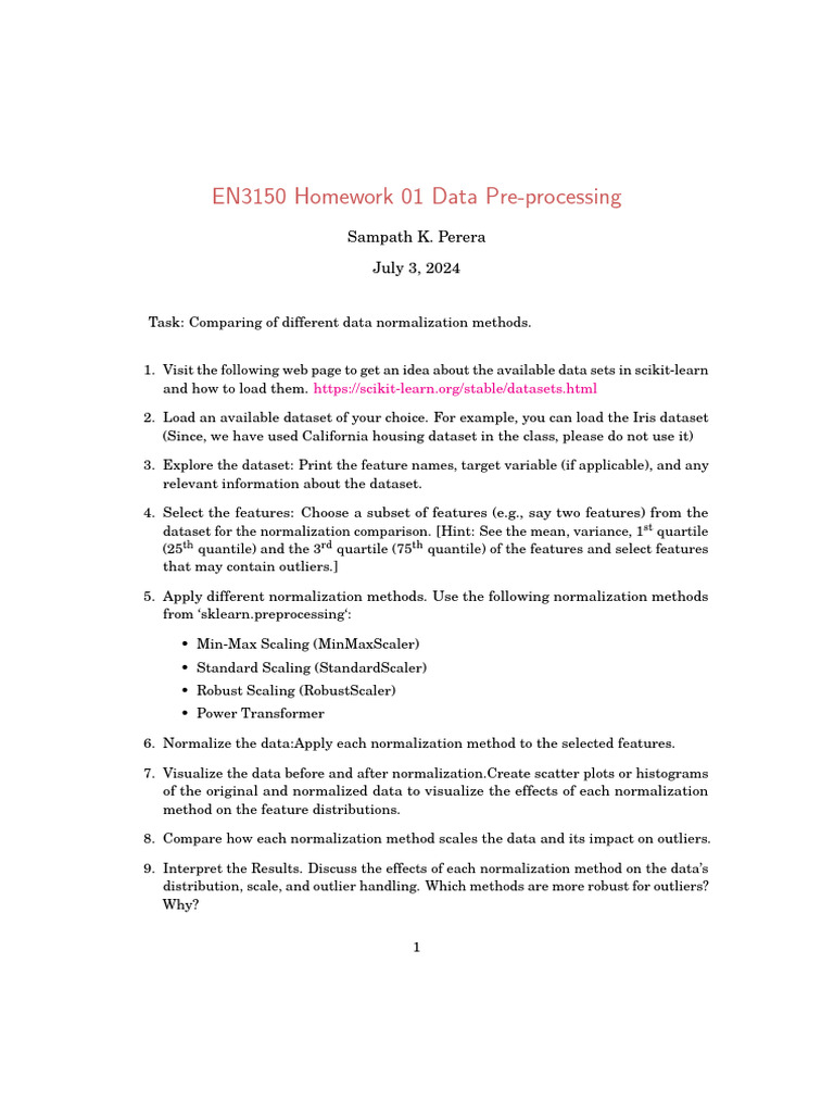 EN3150 Homework 01 | PDF | Quartile | Quantile