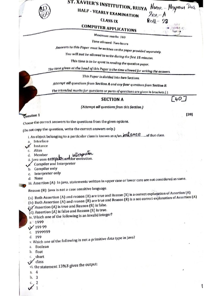 Class 9 Half-Yearly Exam Paper (2023-24) S.X.I. | PDF