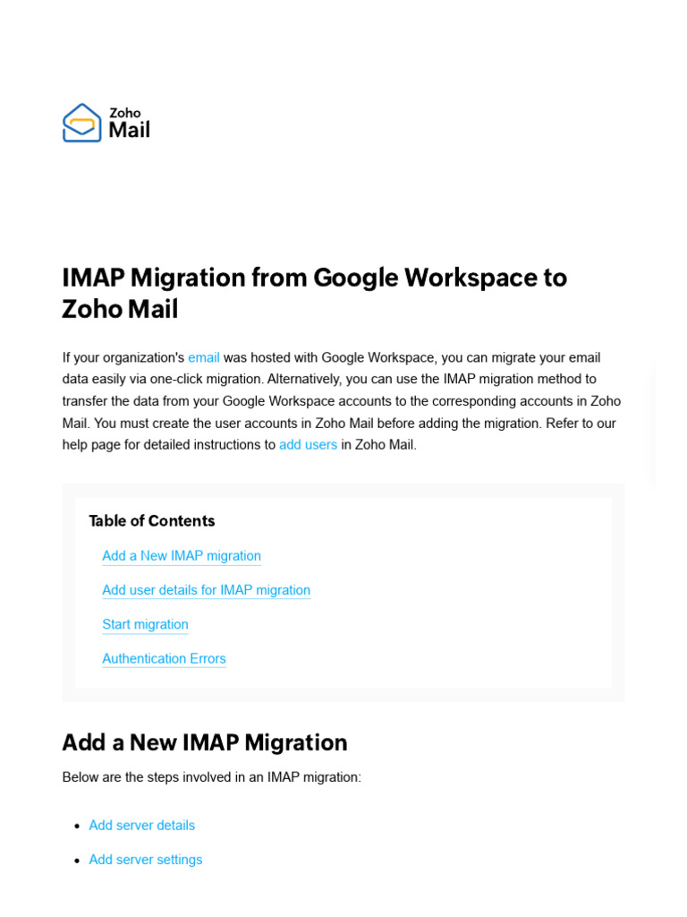 IMAP Migration From GW To Zoho Mail | PDF | Gmail | Software