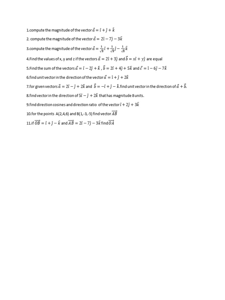 vector algebra assignment | PDF