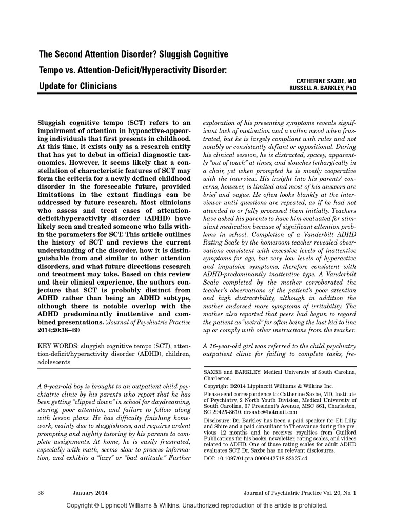 Saxbe 2014 | PDF | Attention Deficit Hyperactivity Disorder | Mental ...