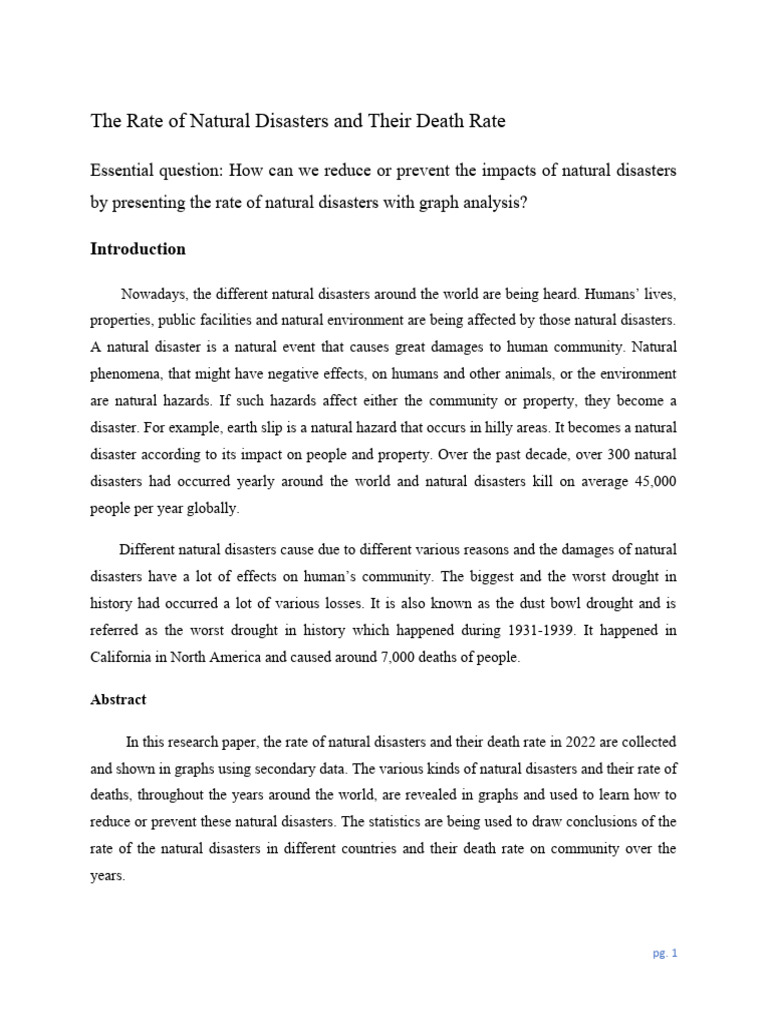 The Rate of Natural Disasters and Their Death Rate | PDF | Natural ...