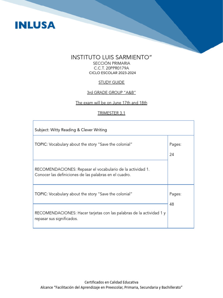 Study Guide 3rd Grade | PDF | Educación de la primera infancia | Etapas ...