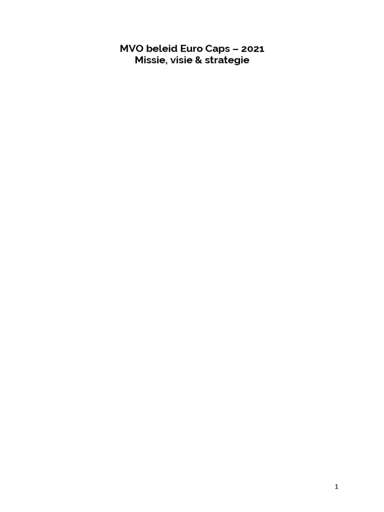 MVO Beleid Euro Caps - Herzien 2021 | PDF