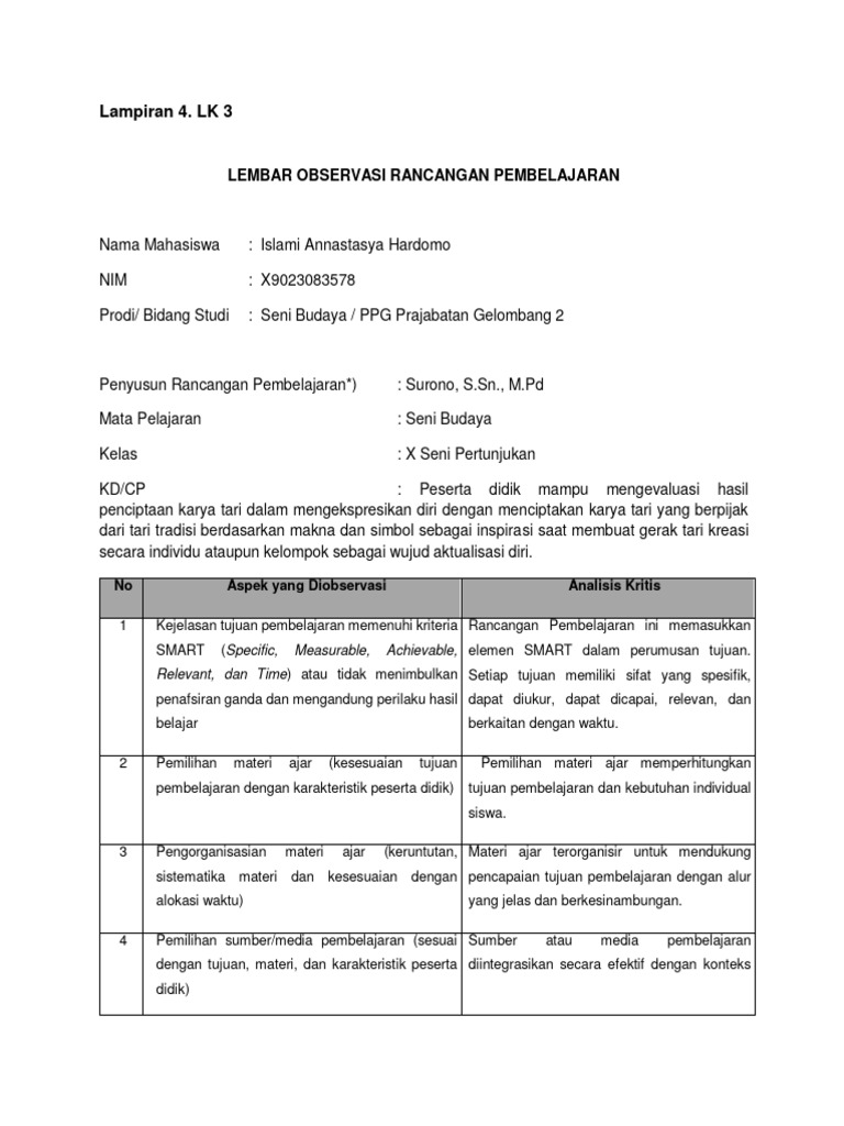 01.05.6-B3-3 Unggah LK 3 - Lembar Observasi Rancangan Dan Perangkat Pembelajaran Pada ...