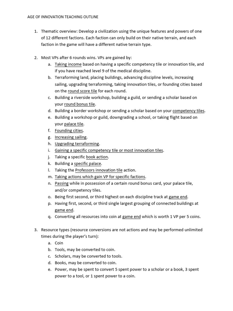 Age of Innovation Teaching Outline | PDF
