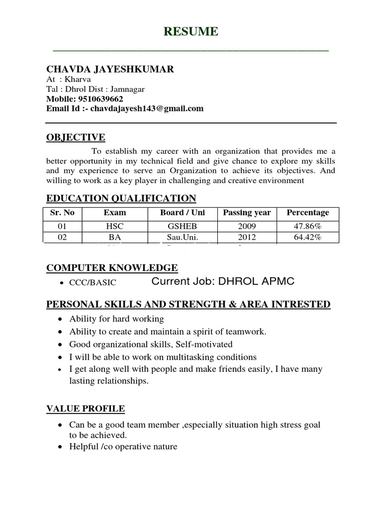 Resume Jayeshkumar | PDF