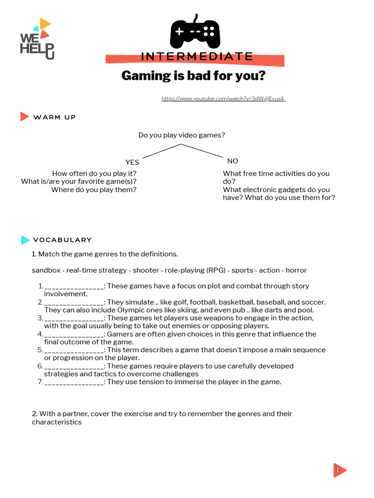 Gaming Is Bad For You - Intermediate - Student Version | PDF | Video ...