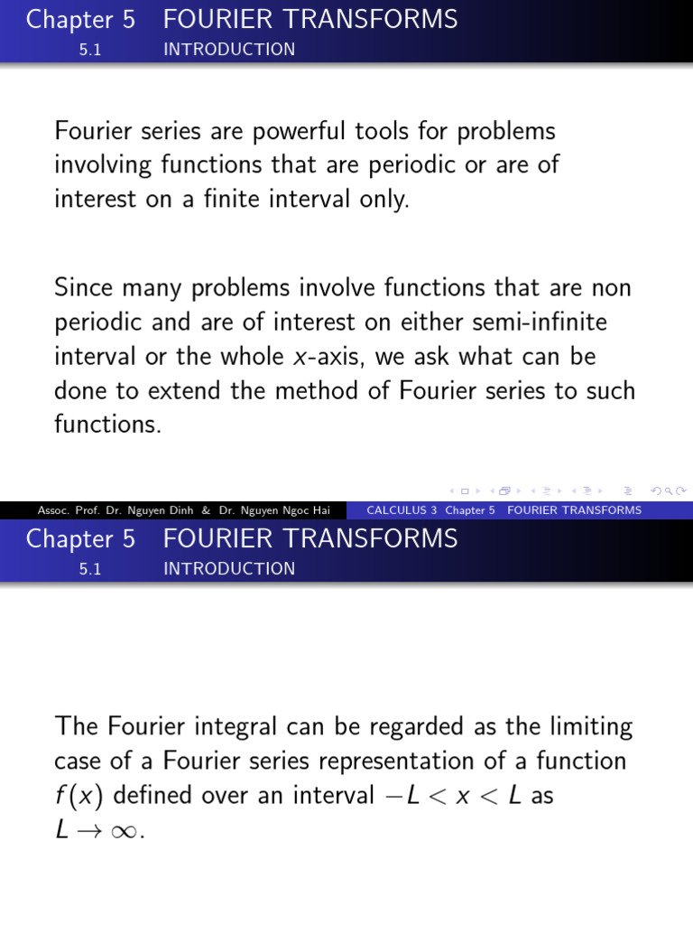 Cal3 Dinh Hai 09 10 Fouriertransform Slides Gv Pdf Spectral Density Fourier Transform