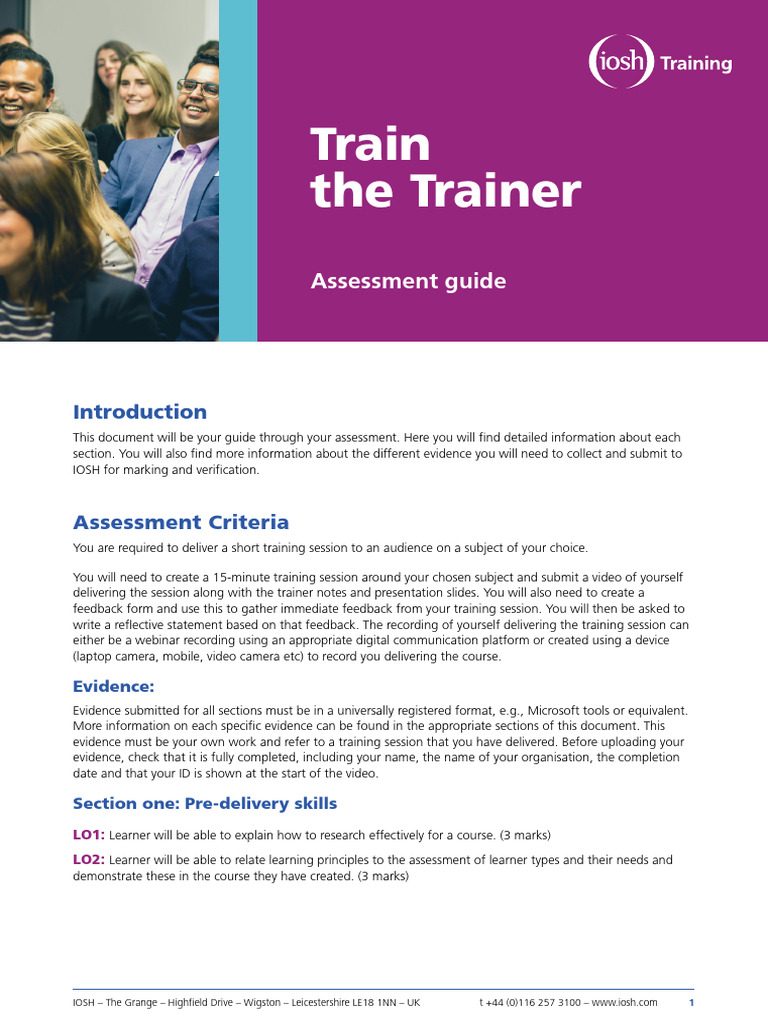 Train the Trainer Assessment Guide | PDF | Learning
