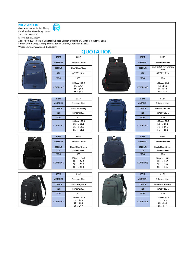 REED LIMITED-In Stock Backpack Catalogue_20240618 | PDF