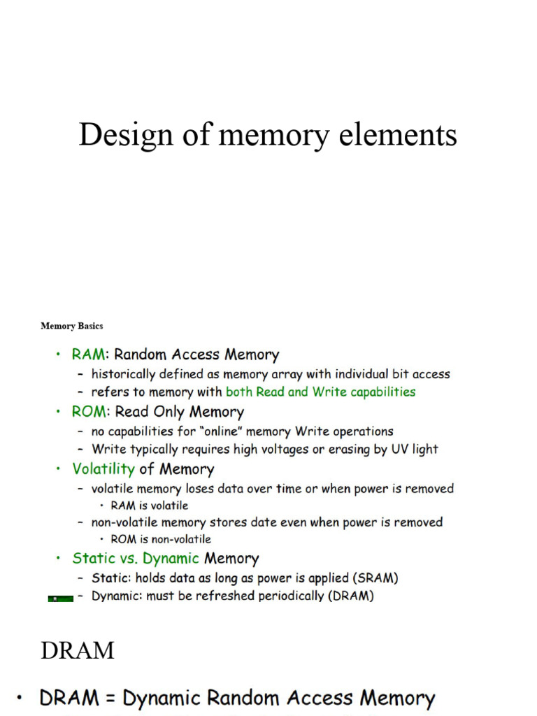 Design of Memory Elements | PDF | Dynamic Random Access Memory | Digital Electronics